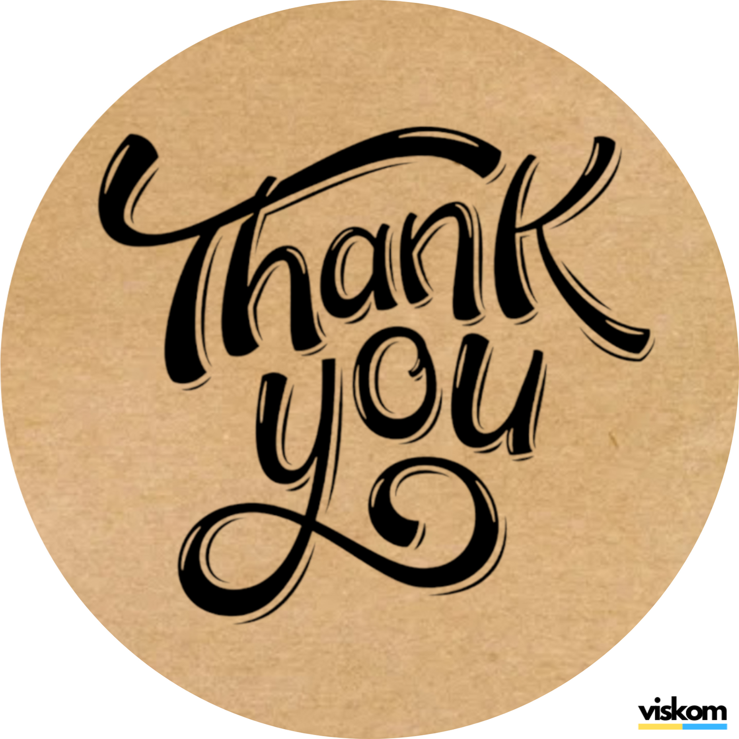 Этикетка крафт круглая 26 мм "Thank You 07" (500 шт/рулон) с принтом ...